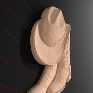 3D STL Relief File of Cowboy Boots and Hat for CNC Router Carving ...