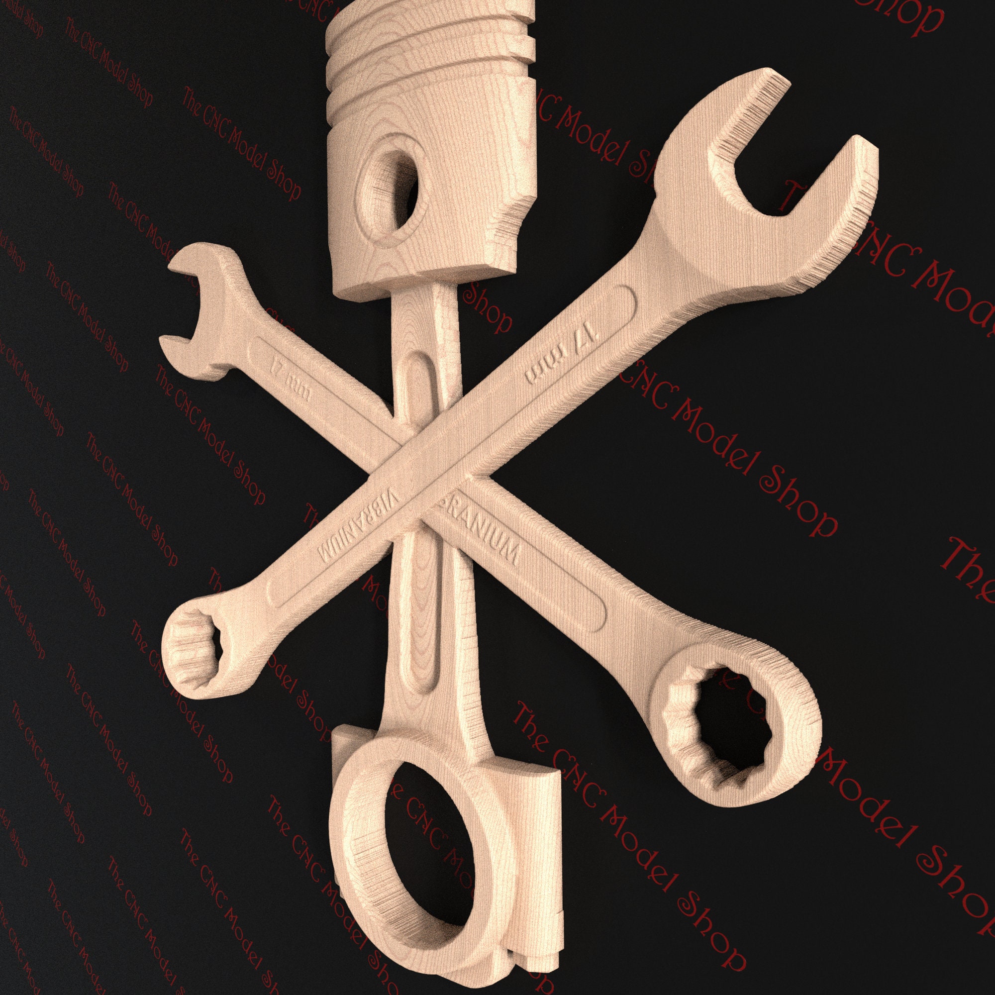 Piston X Wrenches 3D Relief STL File for CNC Router Carving - Etsy Piston X Wrenches 3D Relief STL File for CNC Router Carving - Etsy