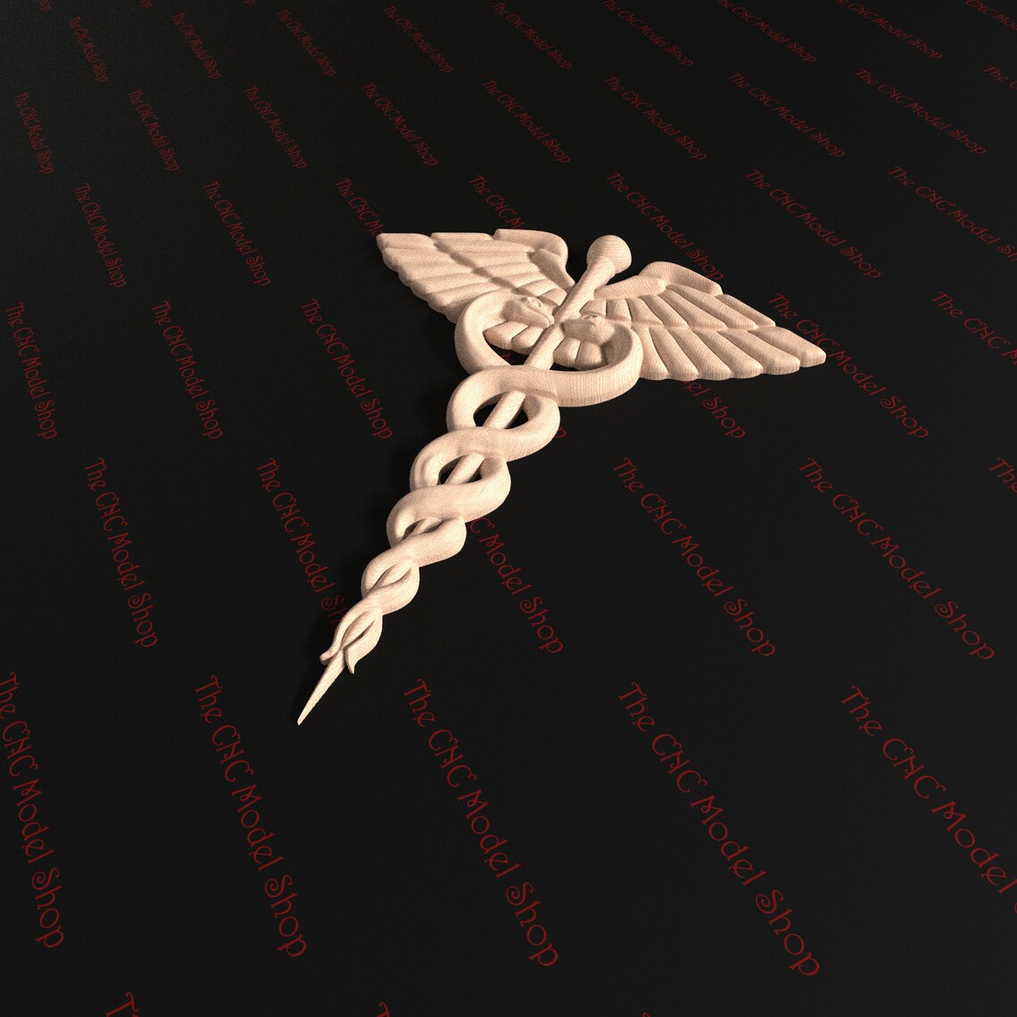 3D Relief STL File of Caduceus Symbol for CNC Router Carving - Etsy