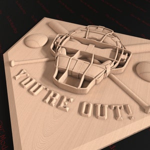 2 Pcs, Baseball Sign, You're Out!, 3d Stl Relief CNC Router File for ...