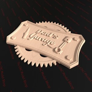 3 Pcs. 3D Relief STL File of a Customizable Dad's Garage Sign for CNC ...