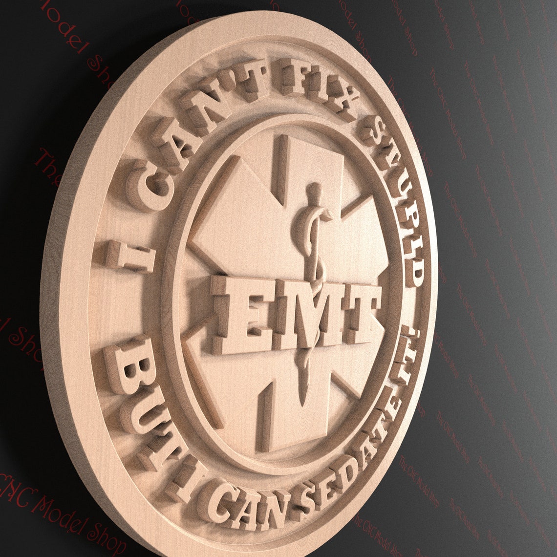 EMT Sign, Can't Fix... 3d .stl Relief CNC Router File for Cnc Carving ...