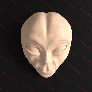 3 Pcs, 3D Relief STL File of an Alien Head Wall Mount for CNC Router ...