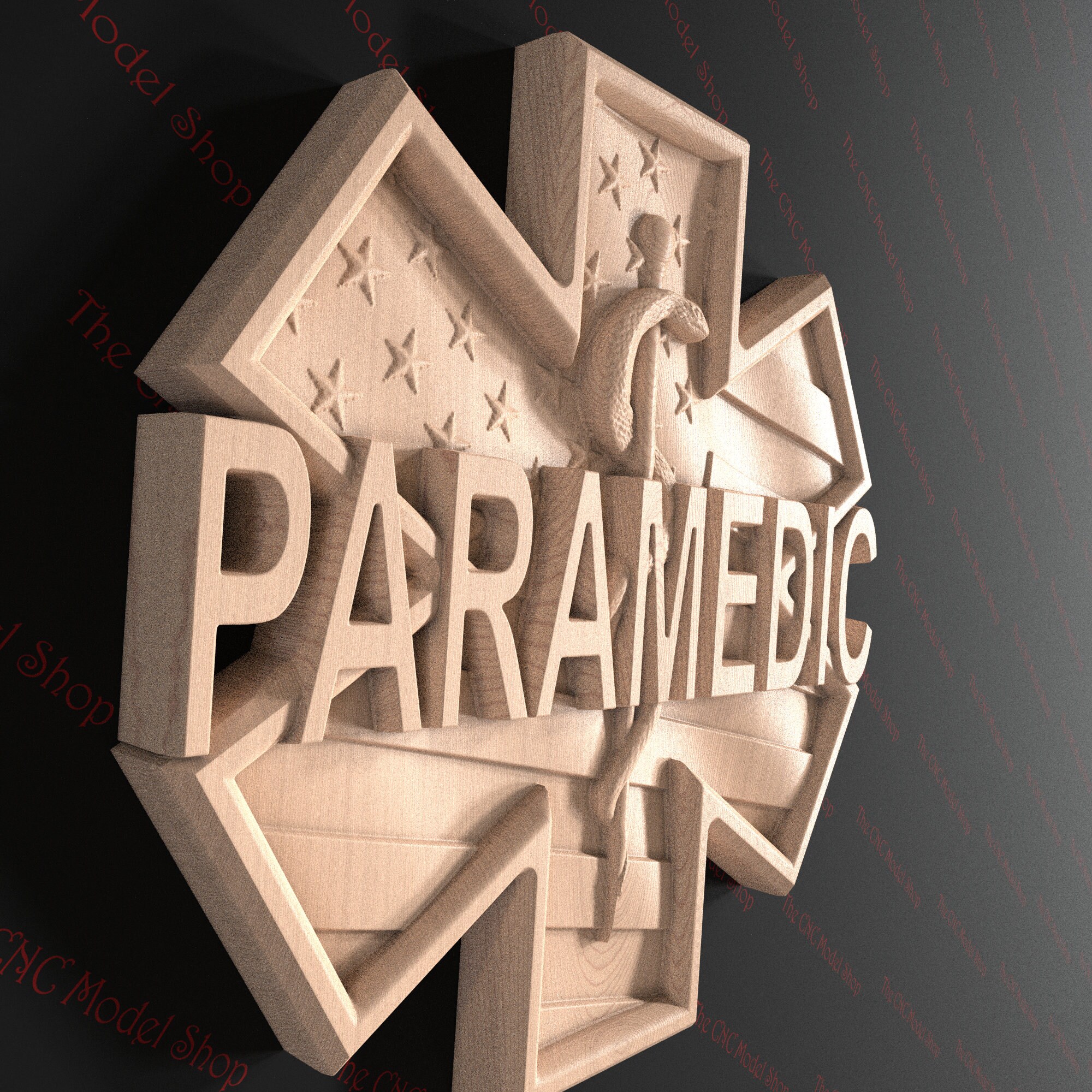 Paramedic Sign With US Flag 3d Relief STL File for Cnc Router - Etsy