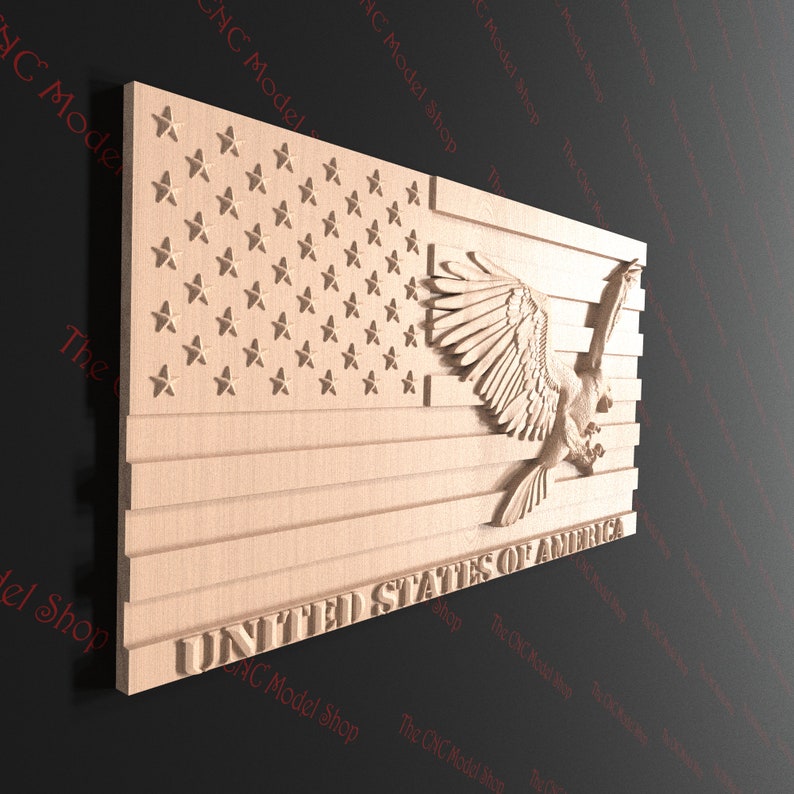 2 Pcs 3D STL Relief Files of the American Flag Featuring - Etsy