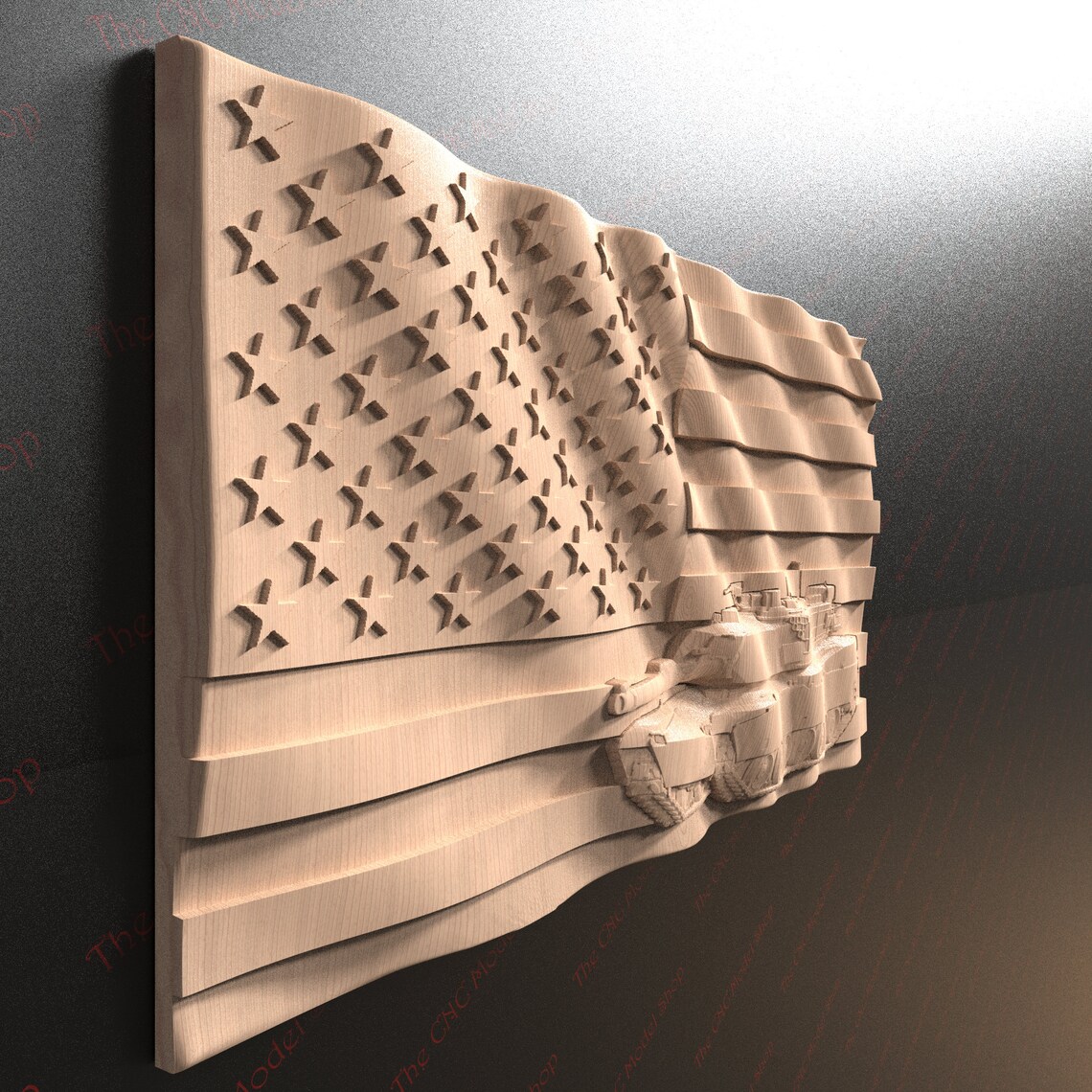 3 Pcs. 3D STL CNC Router File of the American Flag With M1 - Etsy