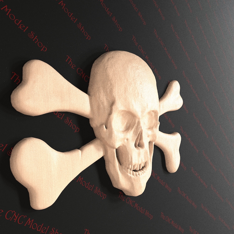 Skull and Bones, 3d Stl Relief File for Cnc Router Carving, Engraving ...