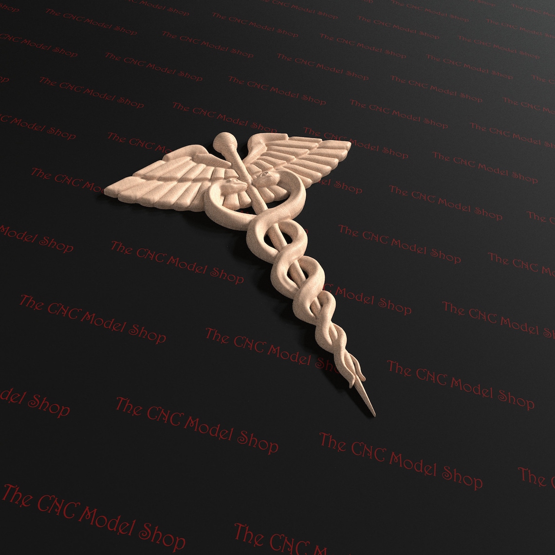3D Relief STL File of Caduceus Symbol for CNC Router Carving - Etsy