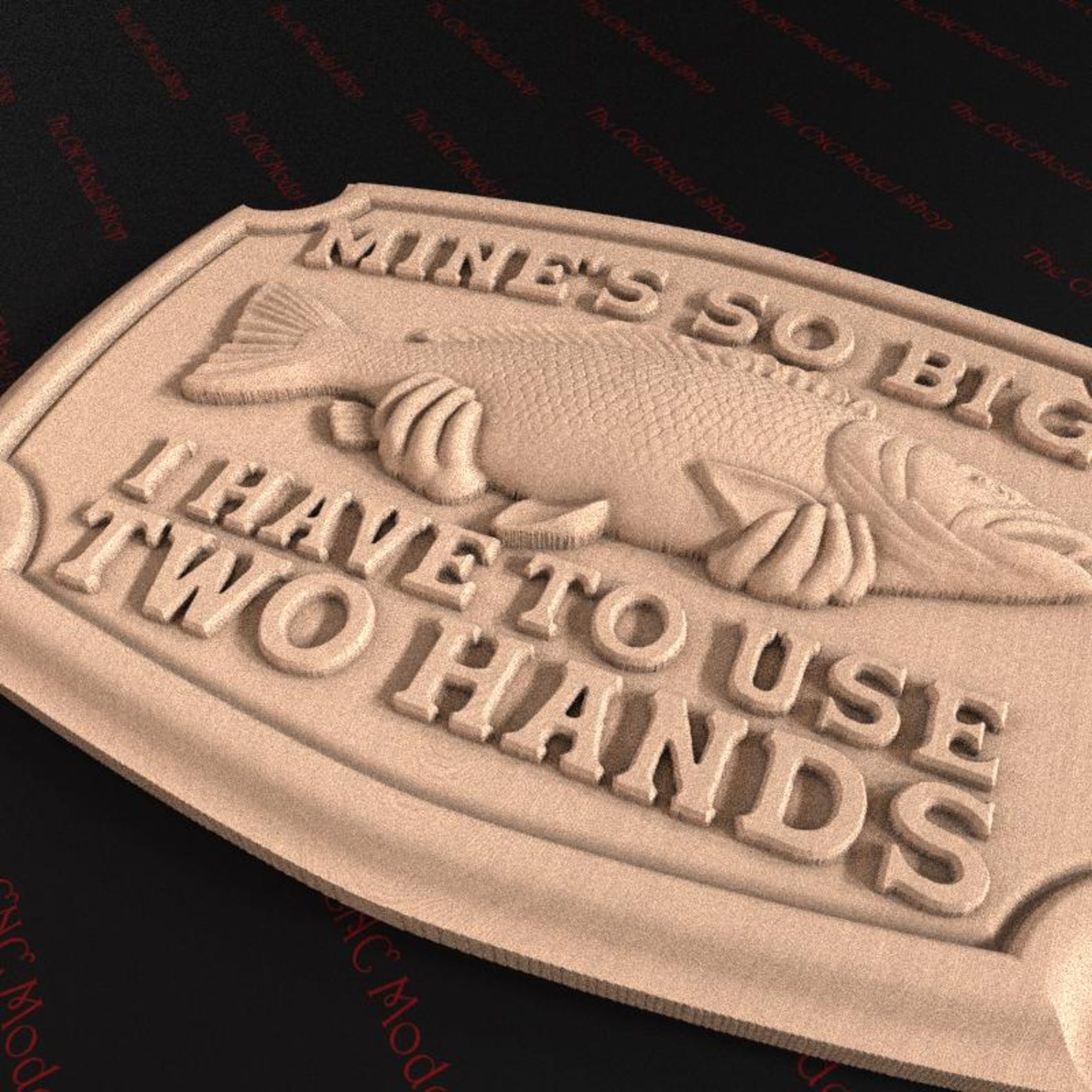 Funny Big Fish Sign 3D Relief STL File for CNC Router Carving or 3D ...