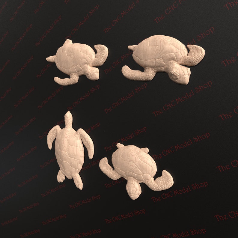 3D Relief STL Files of a Sea Turtle includes 4 Models | Etsy