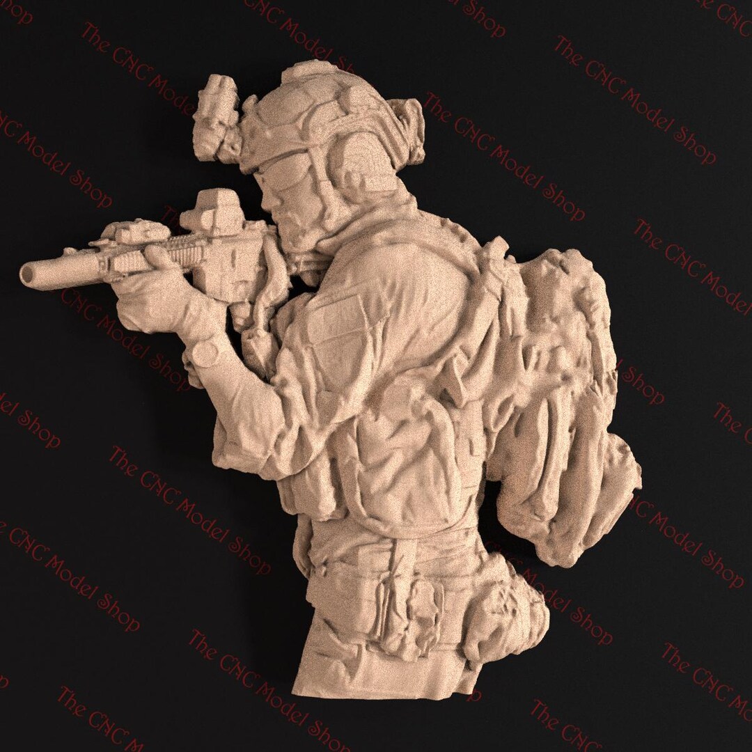3D STL Relief CNC Router File of a Soldier for CNC Carving - Etsy