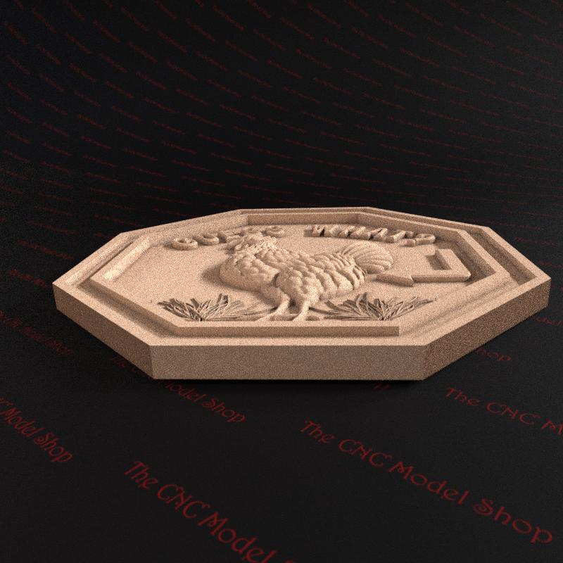 Funny Chicken Sign 3D Relief STL File for CNC Router Carving or 3D ...