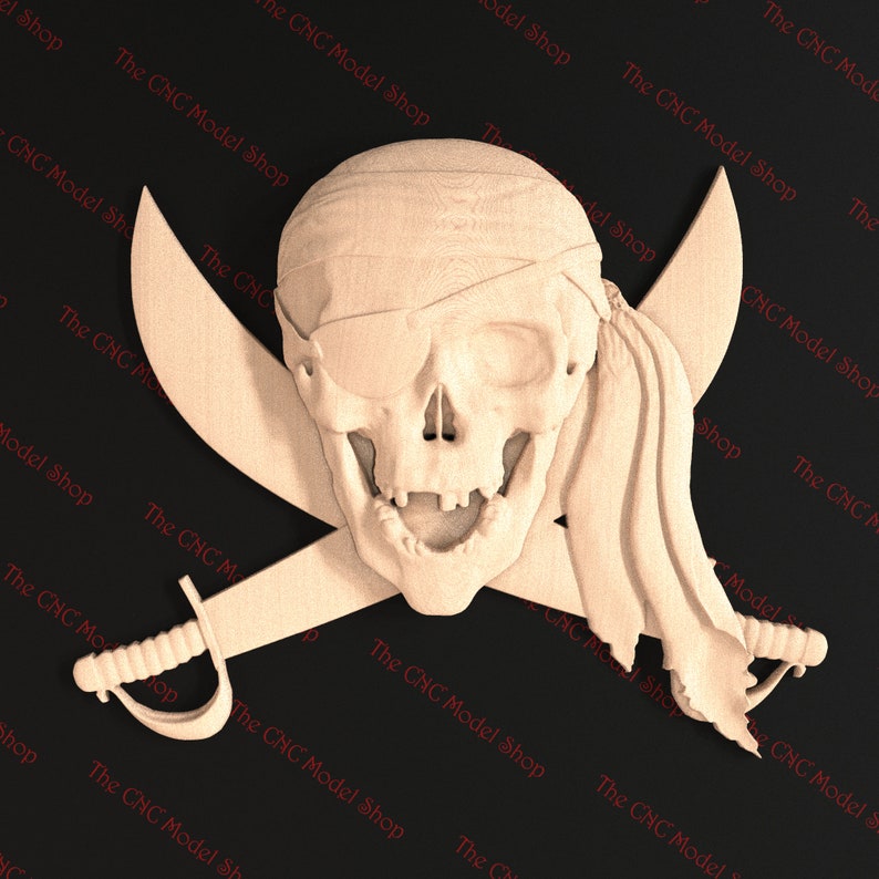 Pirate Skull and Swords 3d Stl Relief File for Cnc Router - Etsy