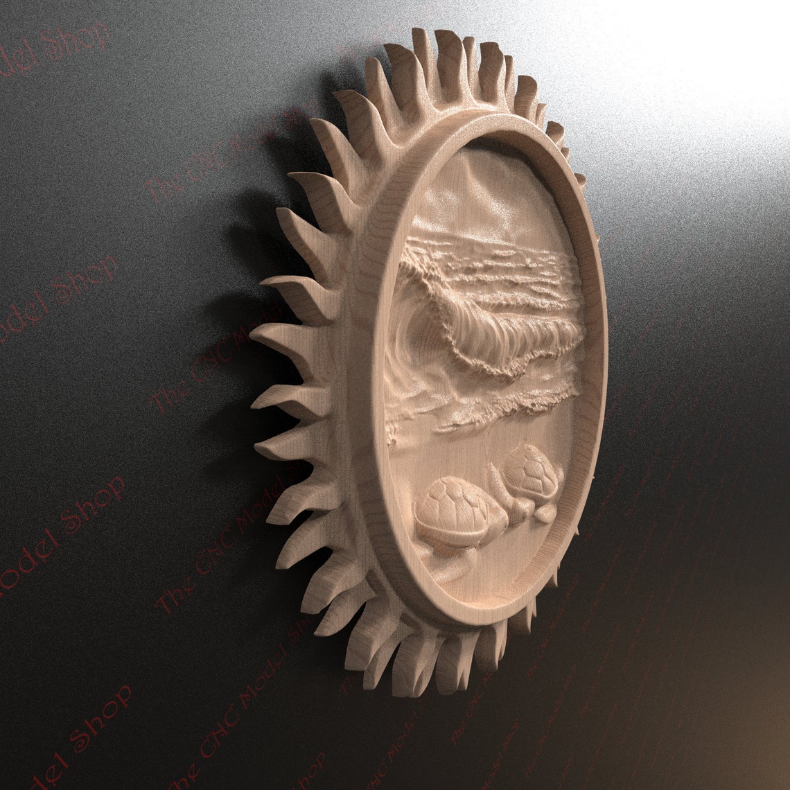 3D STL File of Two Sea Turtles in the Sun for CNC Relief Carving or 3D ...