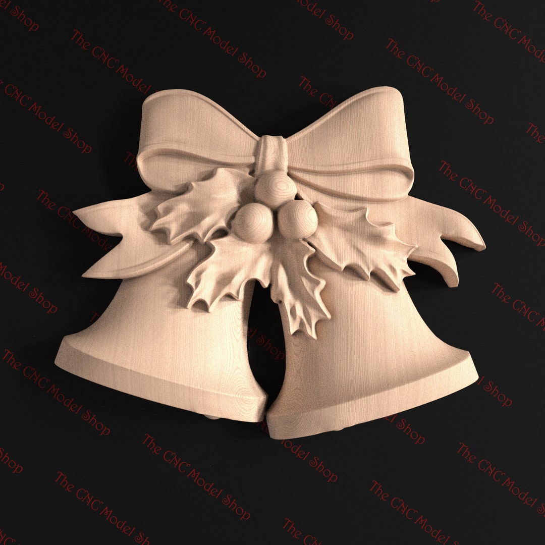 Christmas Bells, 3D Relief STL File for CNC Relief Carving or 3d ...