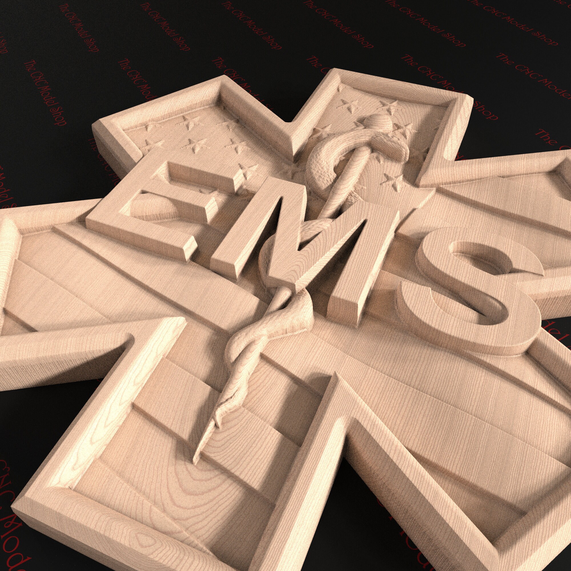 EMS Sign With US Flag 3d Relief STL File for Cnc Router - Etsy