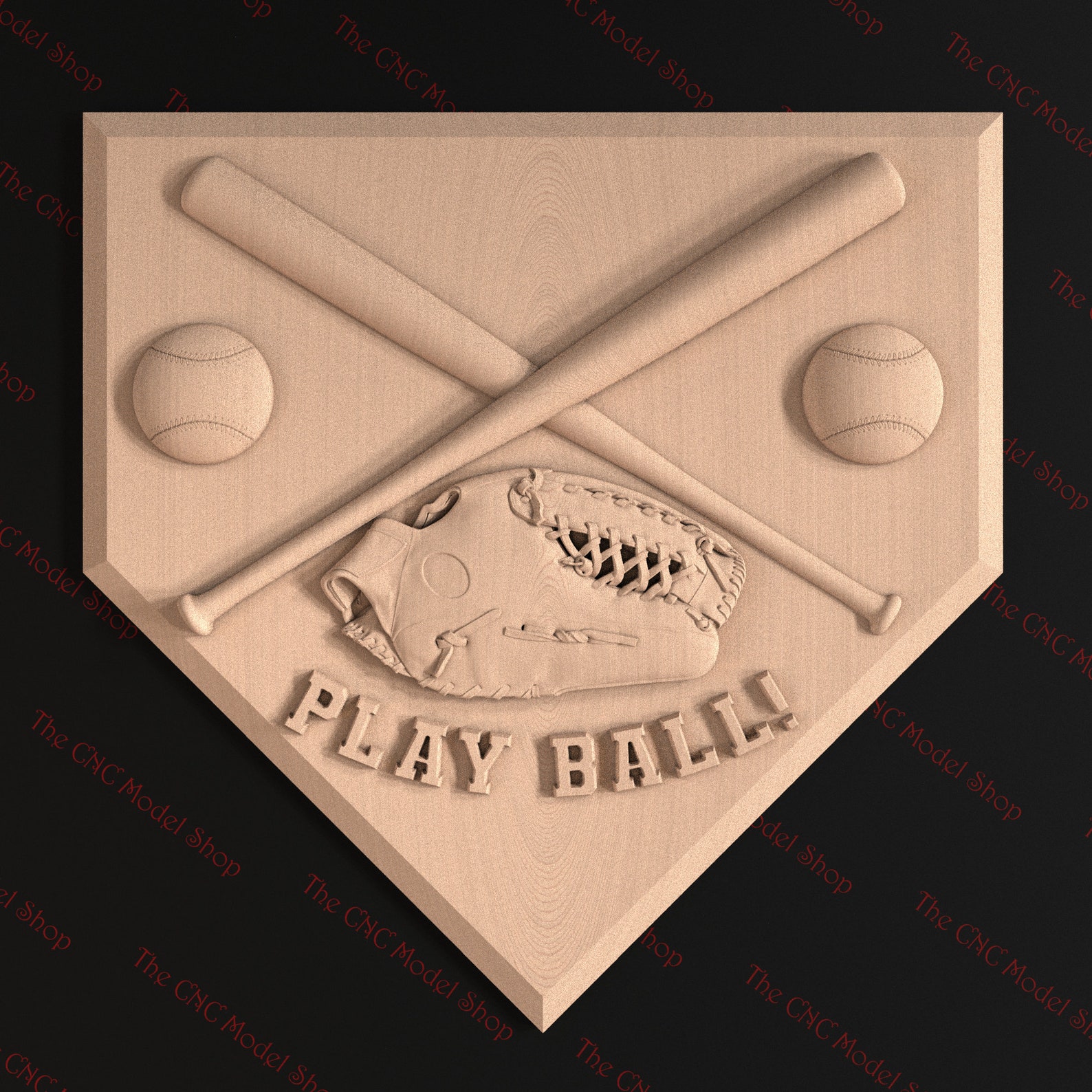 2 Pcs, Baseball Play Ball Sign, 3d Stl Relief CNC Router File for Cnc ...