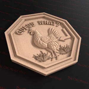 Funny Chicken Sign 3D Relief STL File for CNC Router Carving or 3D ...