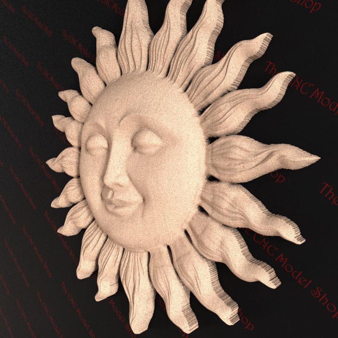 Smiling Sun Face 3D STL Relief File for CNC Router Carving or 3D Resin ...