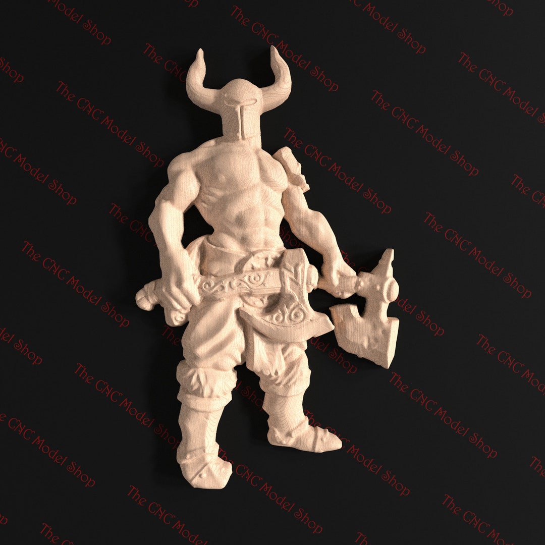 3D Relief STL File of a Viking Warrior for CNC Router Relief Carving - Etsy