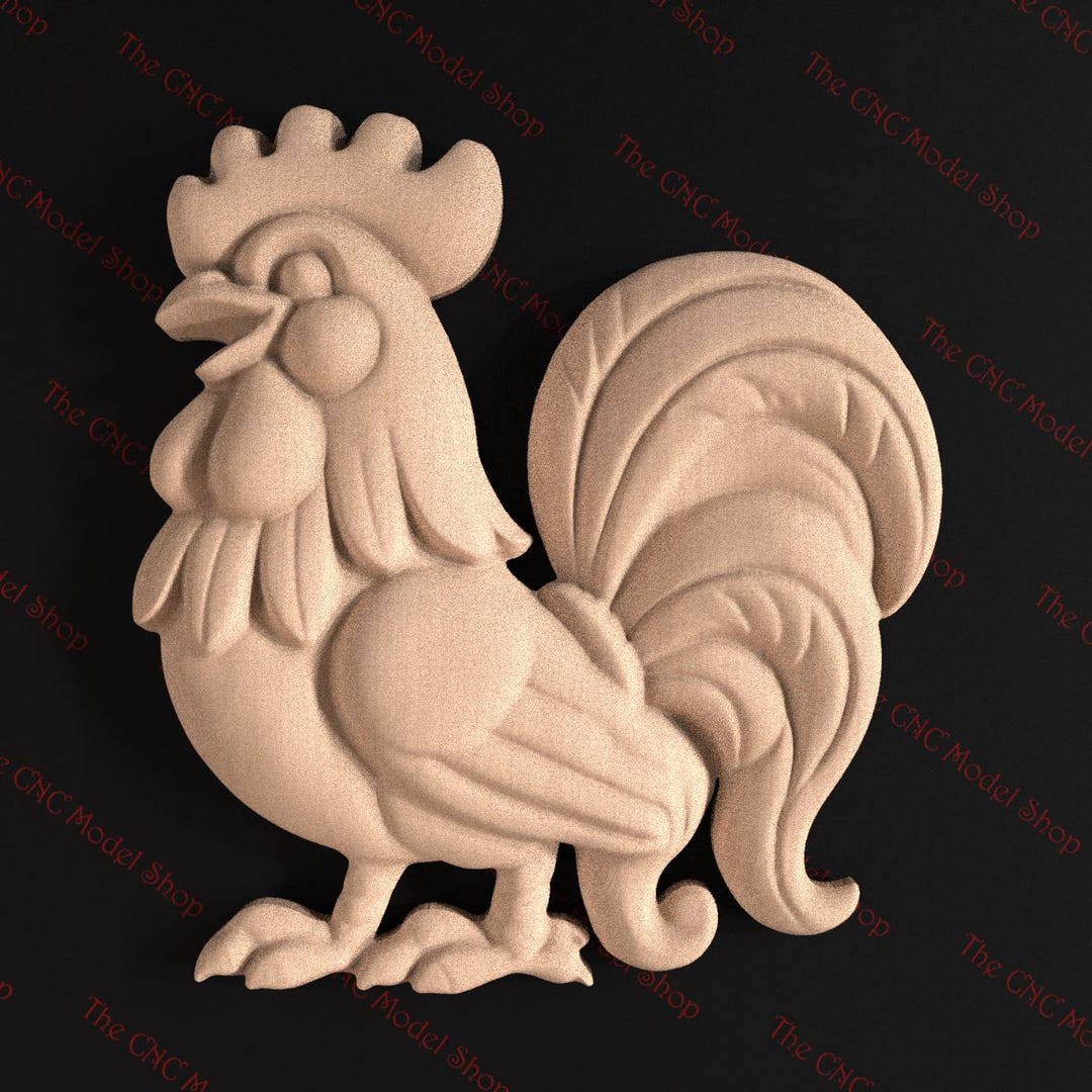 Rooster 3D STL Relief File for CNC Router Carving or 3D Resin Printing ...