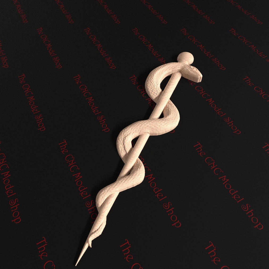 3D Relief STL File of the Rod of Asclepius Symbol for CNC - Etsy