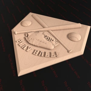 2 Pcs, Baseball Play Ball Sign, 3d Stl Relief CNC Router File for Cnc ...