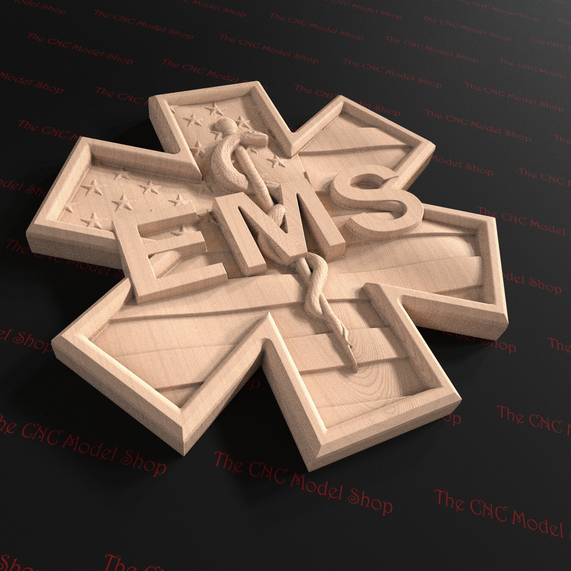 EMS Sign With US Flag 3d Relief STL File for Cnc Router - Etsy