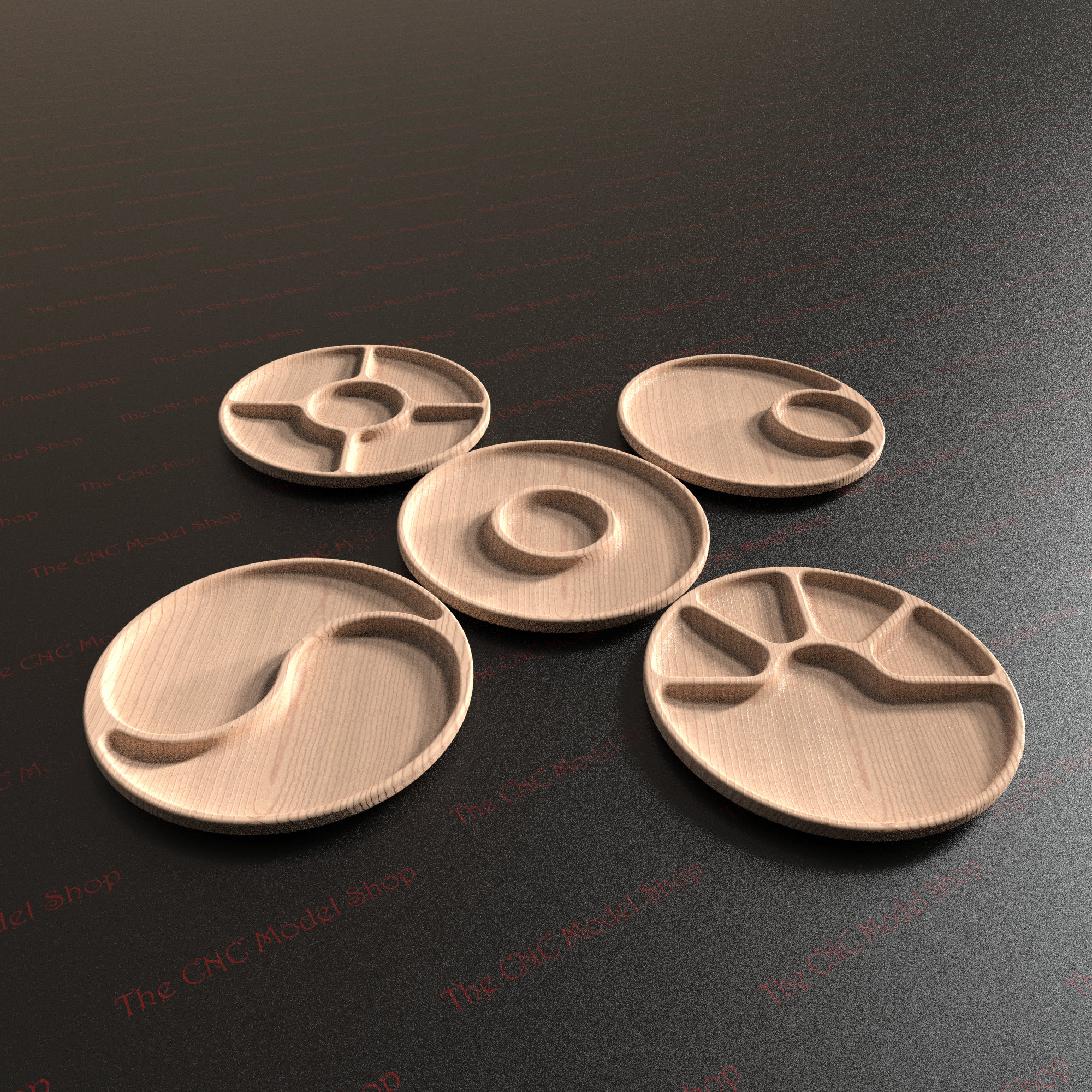 5 Pcs. 3D STL File of Circular Trays Pack #1 for CNC Router Carving - Etsy