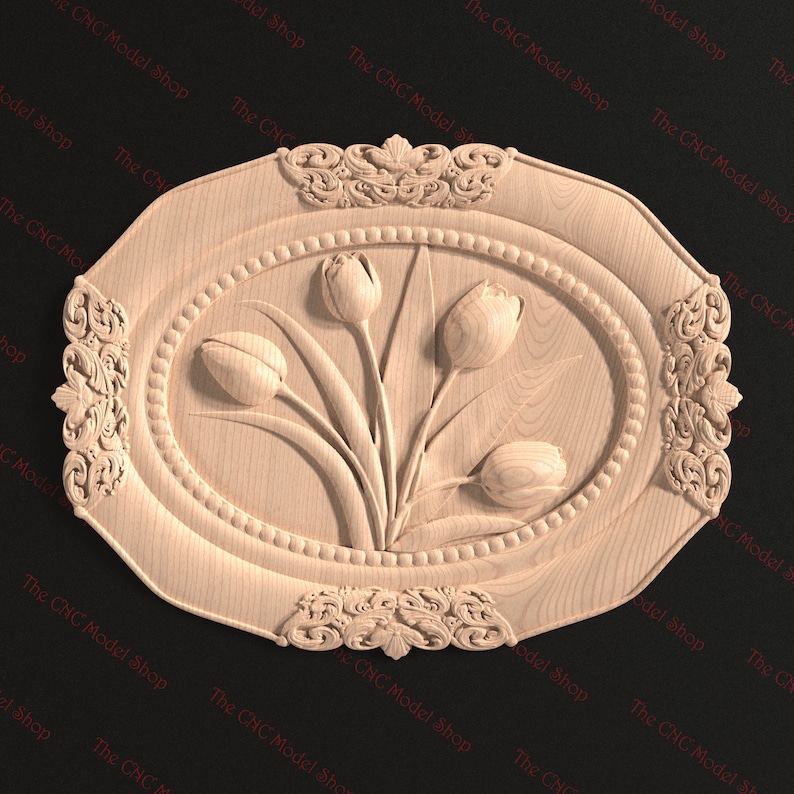 3D STL Relief File of a Floral Design in Frame for CNC Router - Etsy