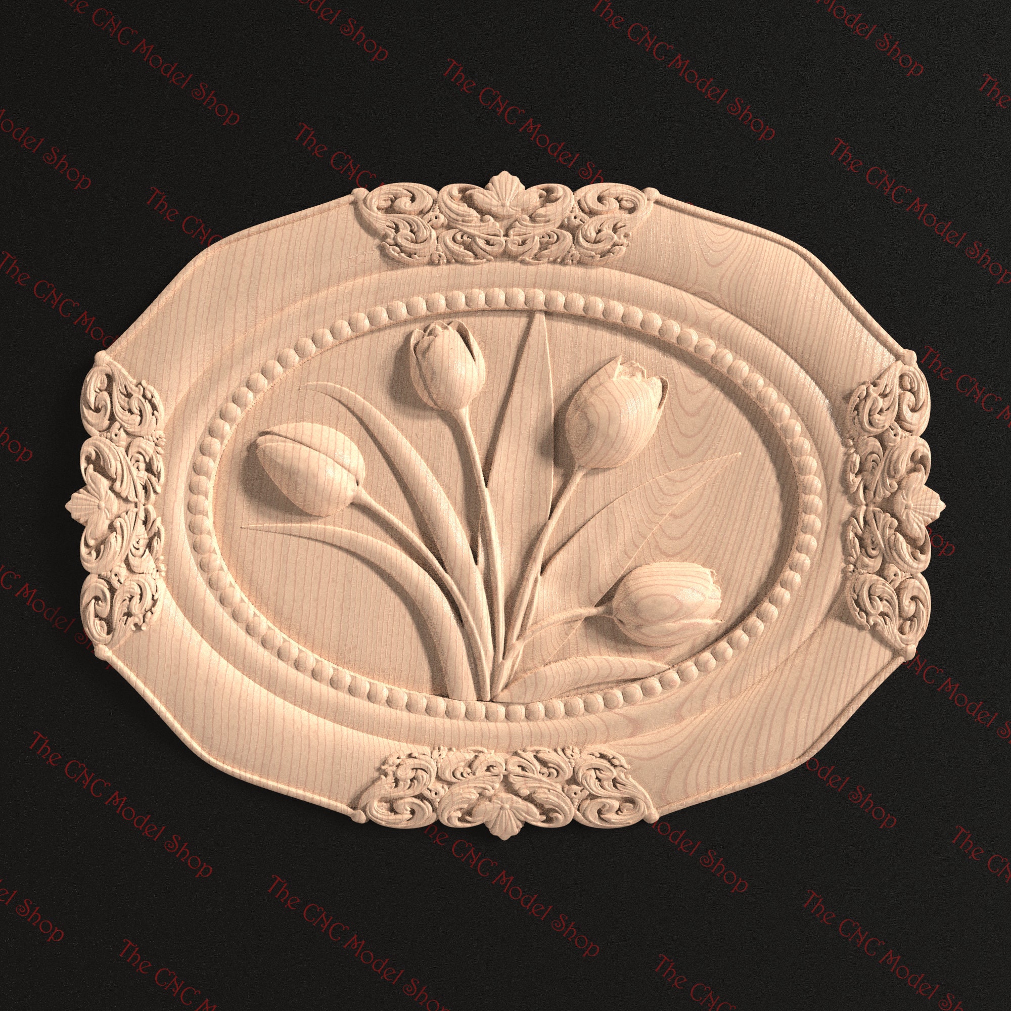 3D STL Relief File of a Floral Design in Frame for CNC Router - Etsy
