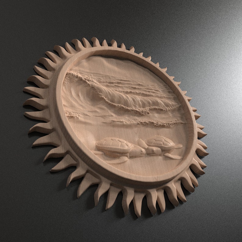 3D STL File of Two Sea Turtles in the Sun for CNC Relief | Etsy