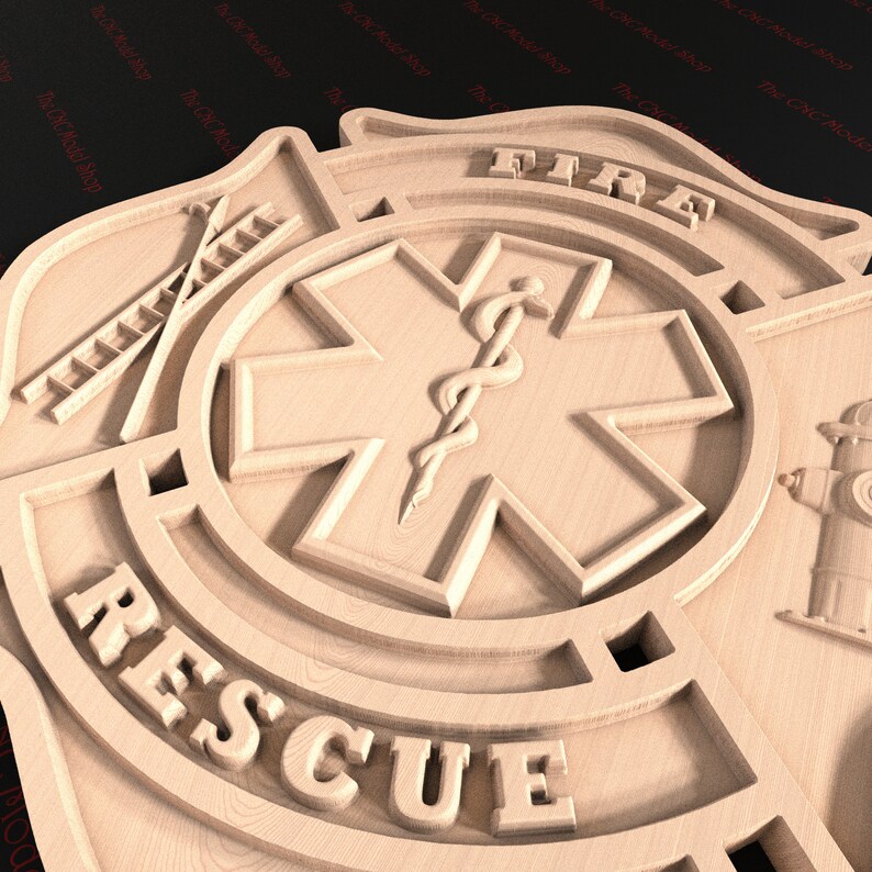 Fire Rescue Emblem 3d .stl Relief CNC Router File for Cnc - Etsy