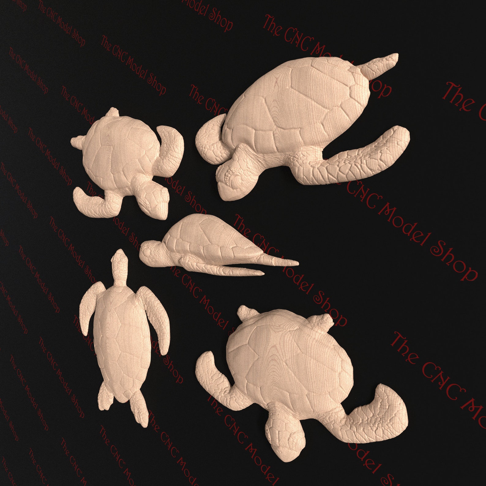 3D Relief STL Files of a Sea Turtle includes 5 Models - Etsy