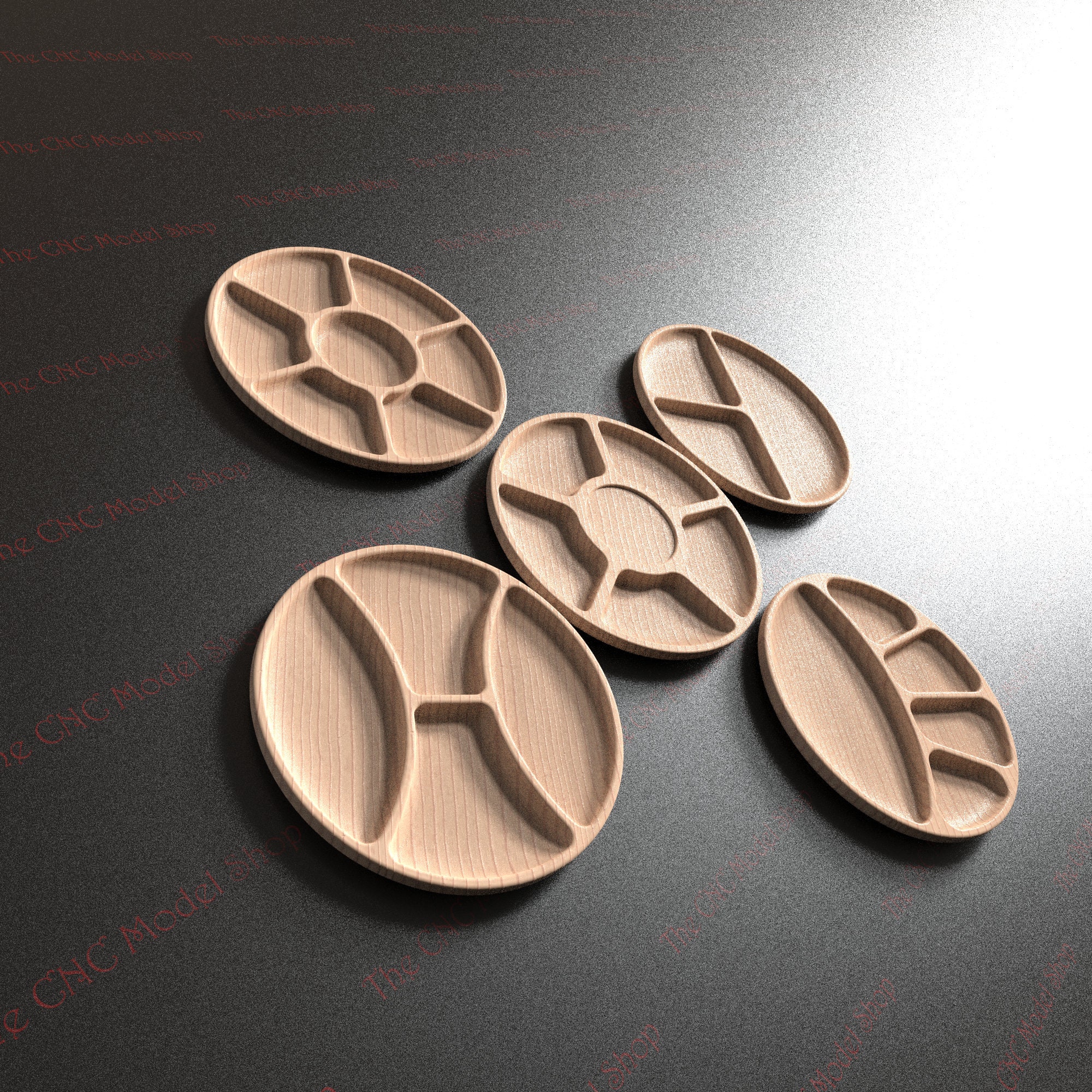 5 Pcs. 3D STL File of Circular Tray Pack 2 for CNC Router - Etsy