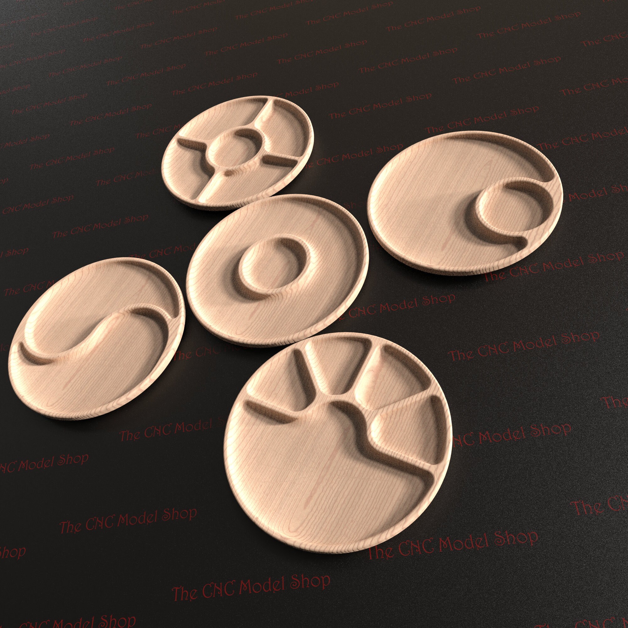 5 Pcs. 3D STL File of Circular Trays Pack #1 for CNC Router Carving - Etsy