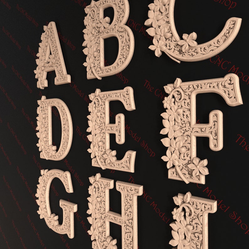 26 Pcs. 3D STL Relief File for Cnc of All Letters in the English ...