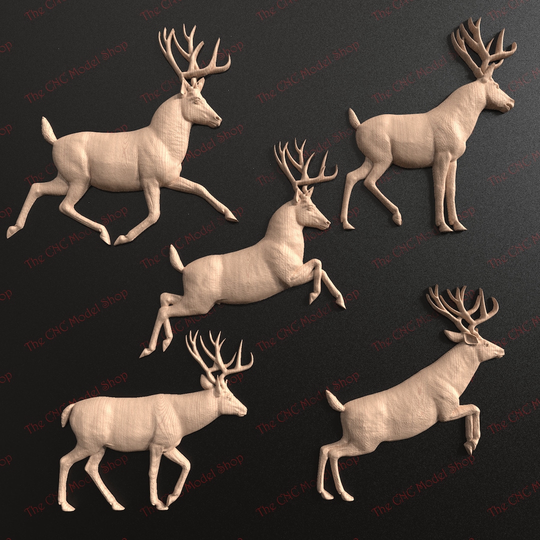 5 Pcs, 3D Relief STL Files of a Deer (deer Pack 3) for CNC Carving - Etsy