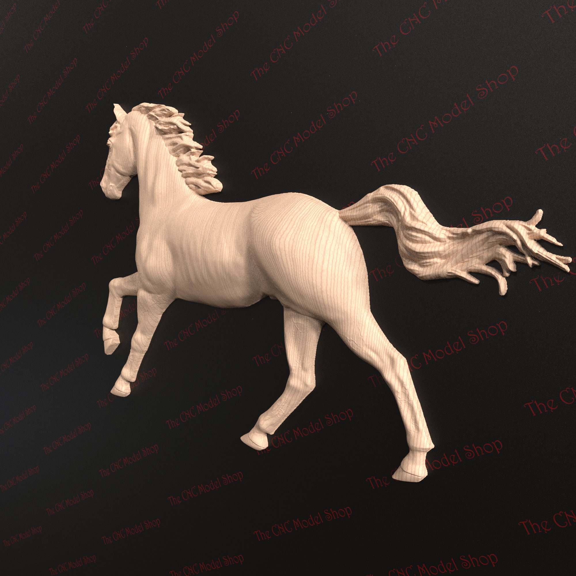 3D STL File of a Running Horse for CNC Carving - Etsy