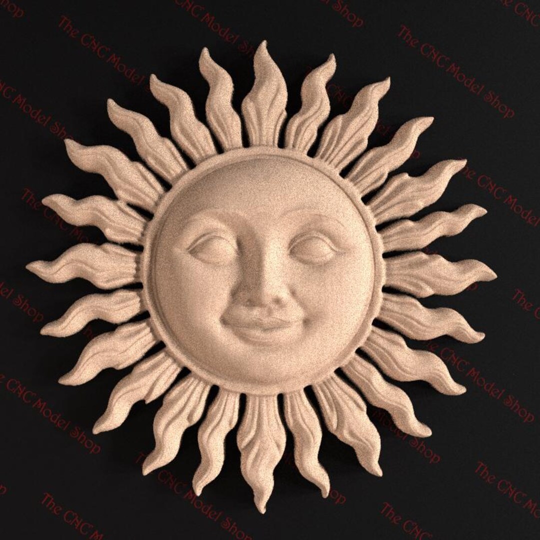 Smiling Sun Face 3D Relief STL File for CNC Router Carving or 3D Resin ...