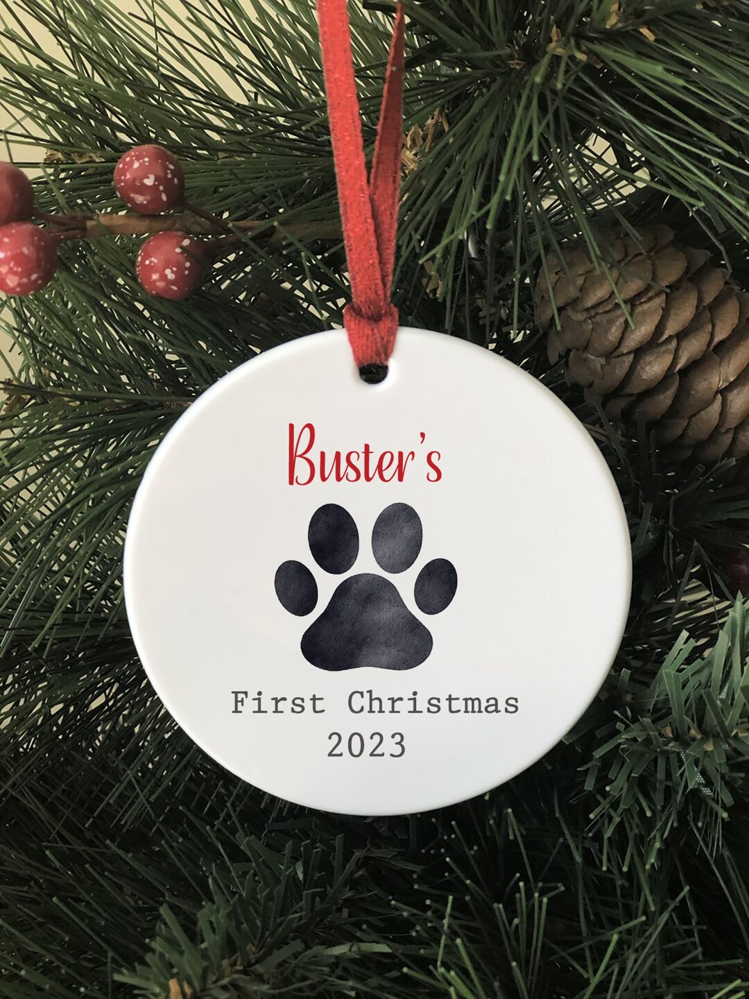 Personalised Puppy's 1st Christmas Decoration, First Christmas Puppy ...