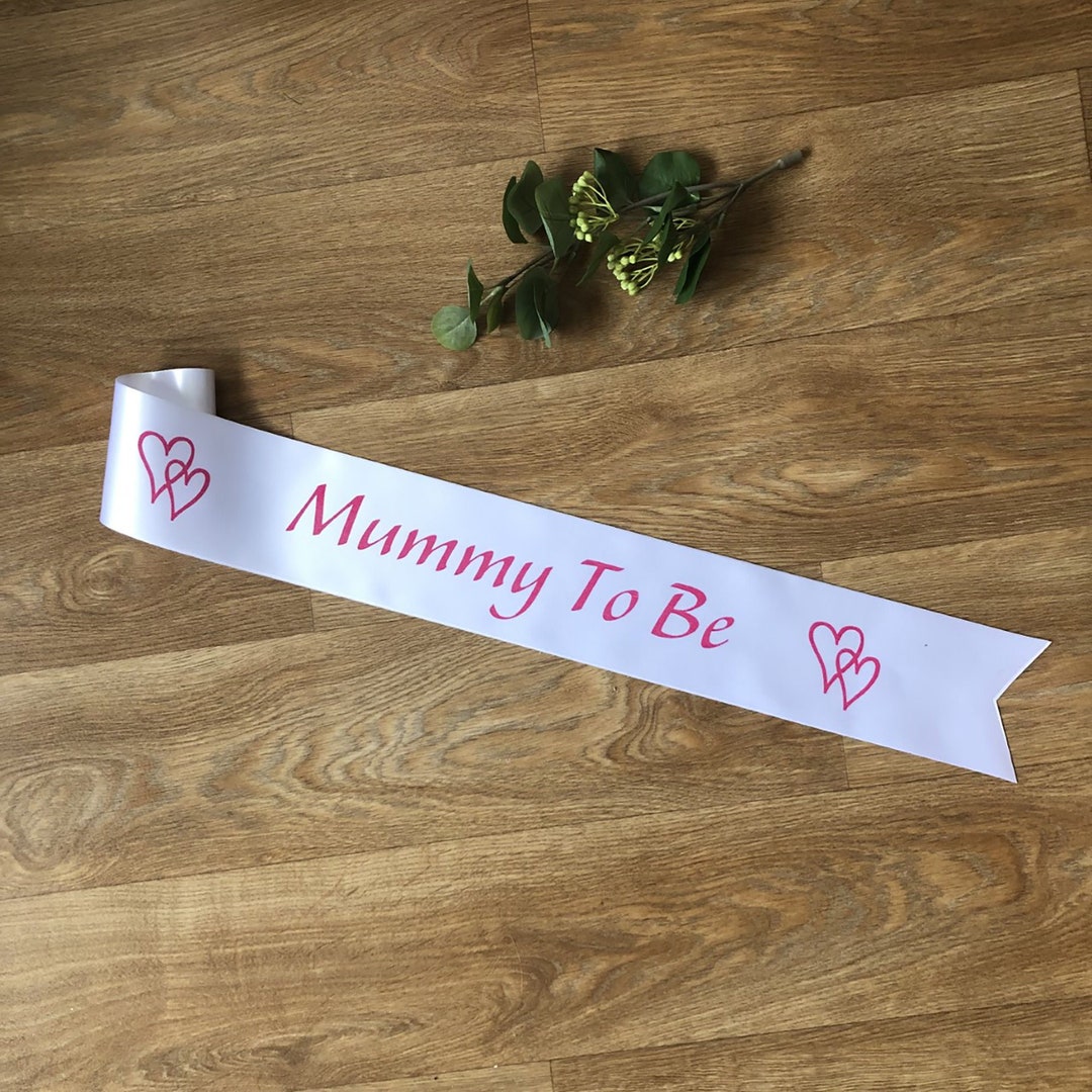 Baby Shower Sash Mummy to Be White Sash With Pink Text Gender Reveal ...