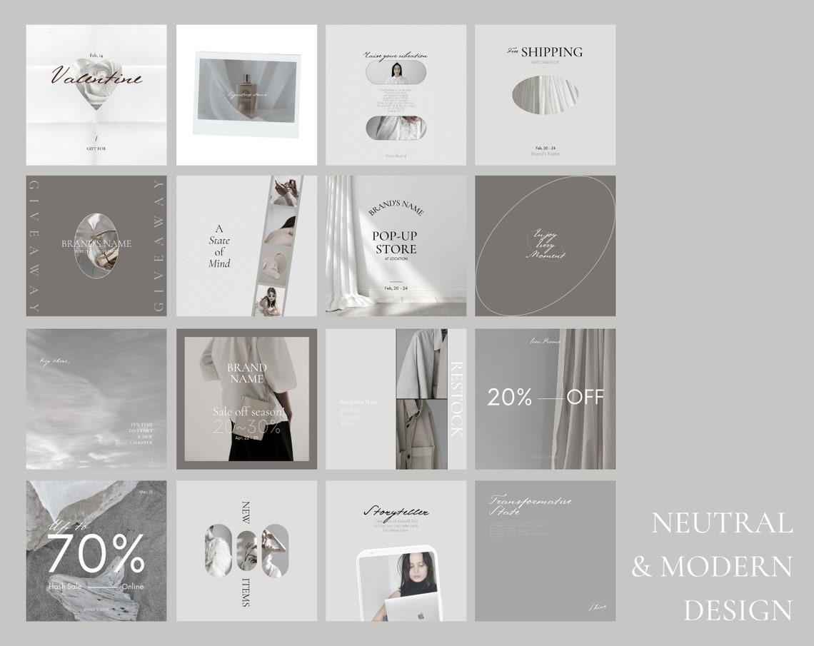 40 Minimalist I Modern Instagram Post Templates for Canva, Minimal ...