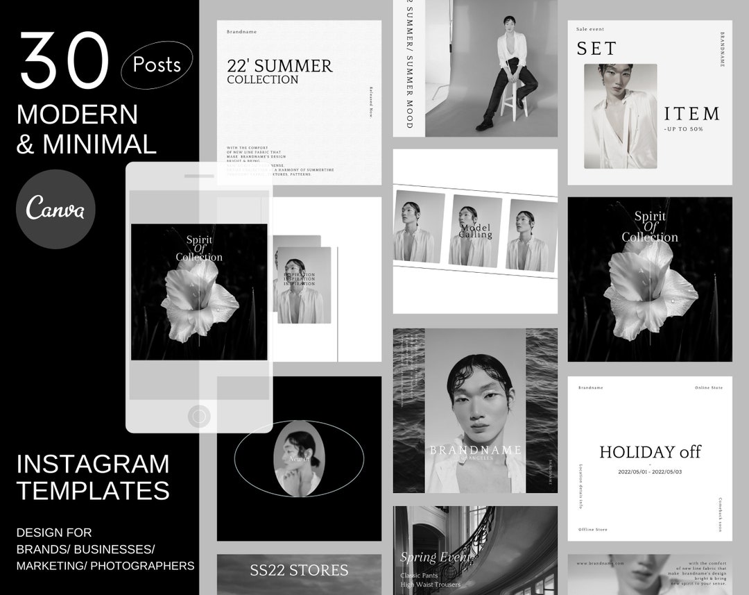 30 Minimal Instagram Post Templatesi Marketing IG Template Editable in ...