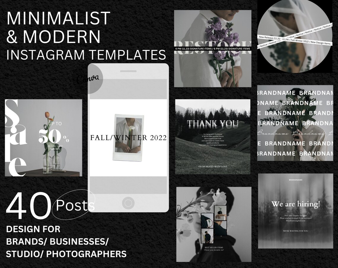 40 Minimalist & Modern Instagram Post Templates I Canva - Etsy