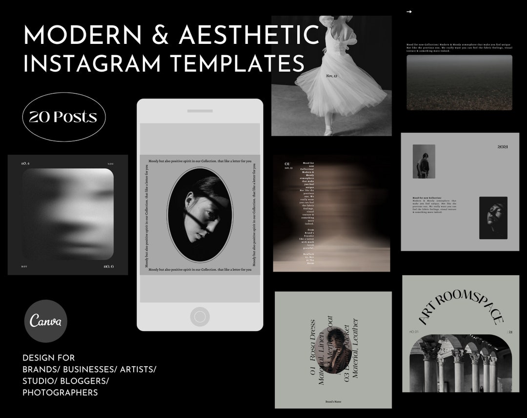 20 Modern I Aesthetic Instagram Post Templates for Canva, Instagram ...
