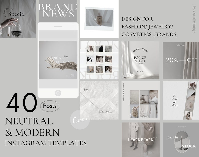 40 Minimalist I Modern Instagram Post Templates for Canva, Minimal ...
