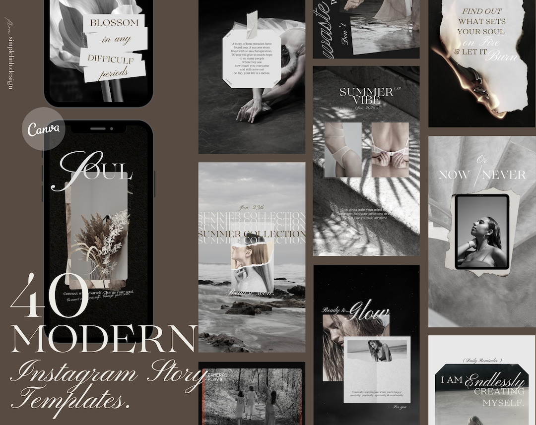 40 Modern Instagram Story Templates for Canva| IG Stories Editable in ...