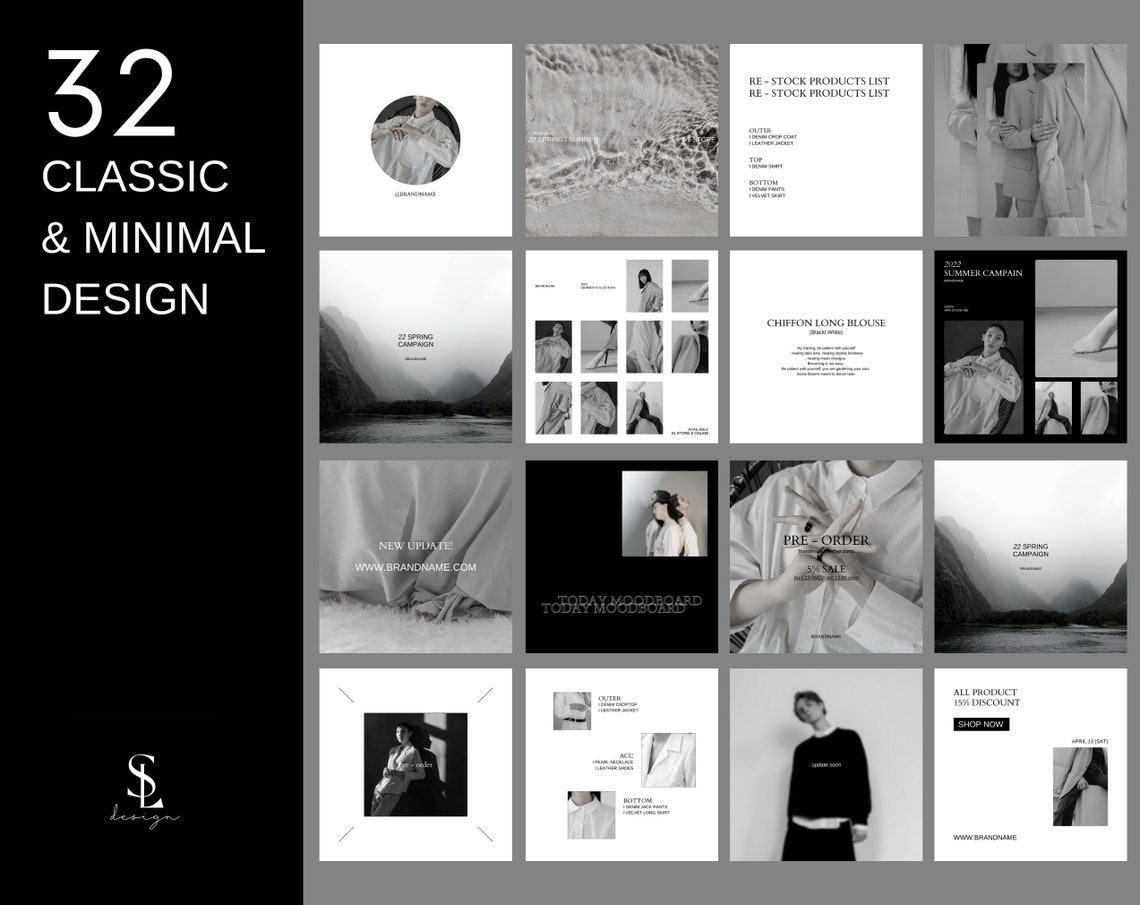 32 Minimalist | Classic Instagram Post Templates | Minimal Instagram ...