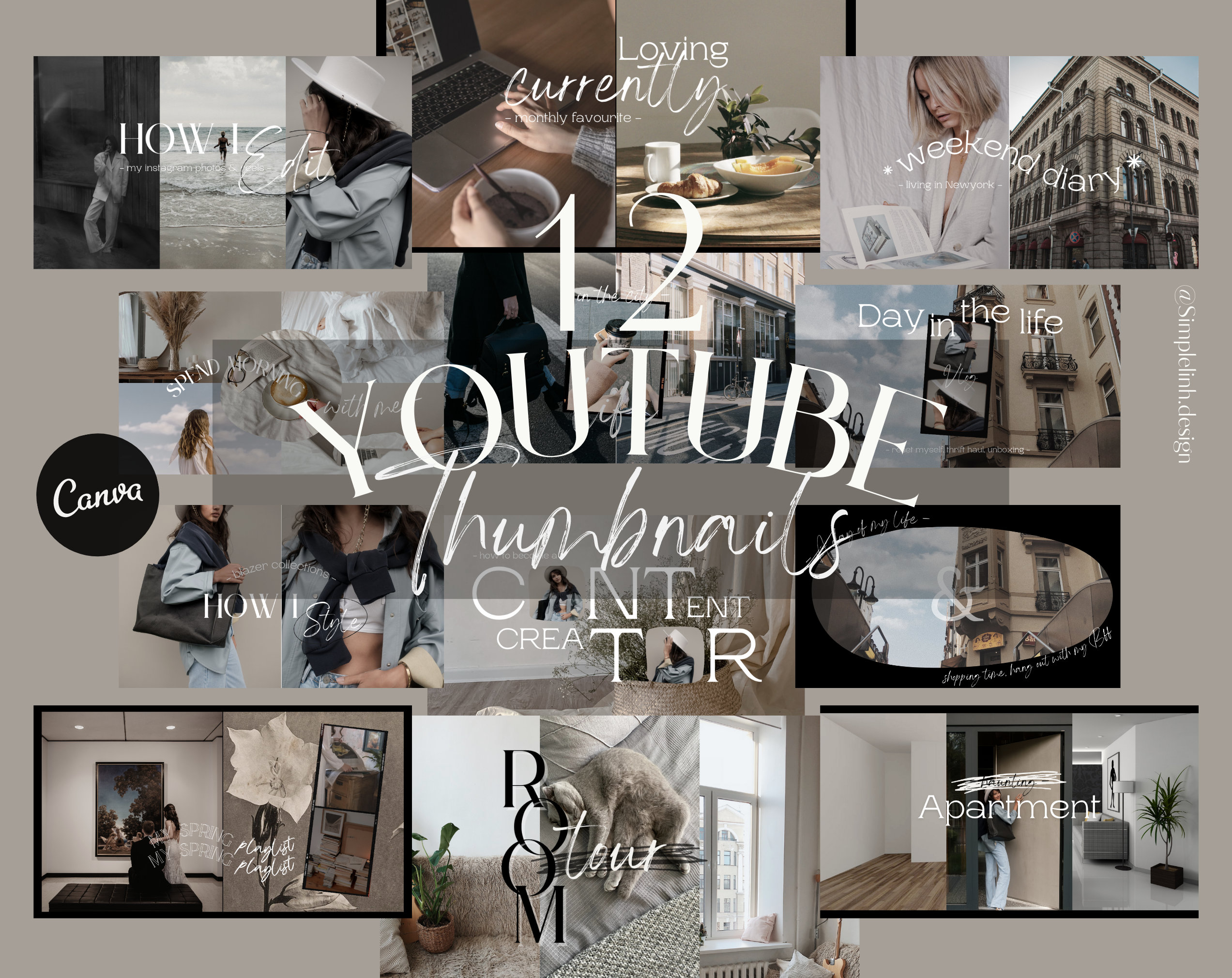 Minimalist Youtube Thumbnail Templatei Youtube Channel Kit| Youtube ...